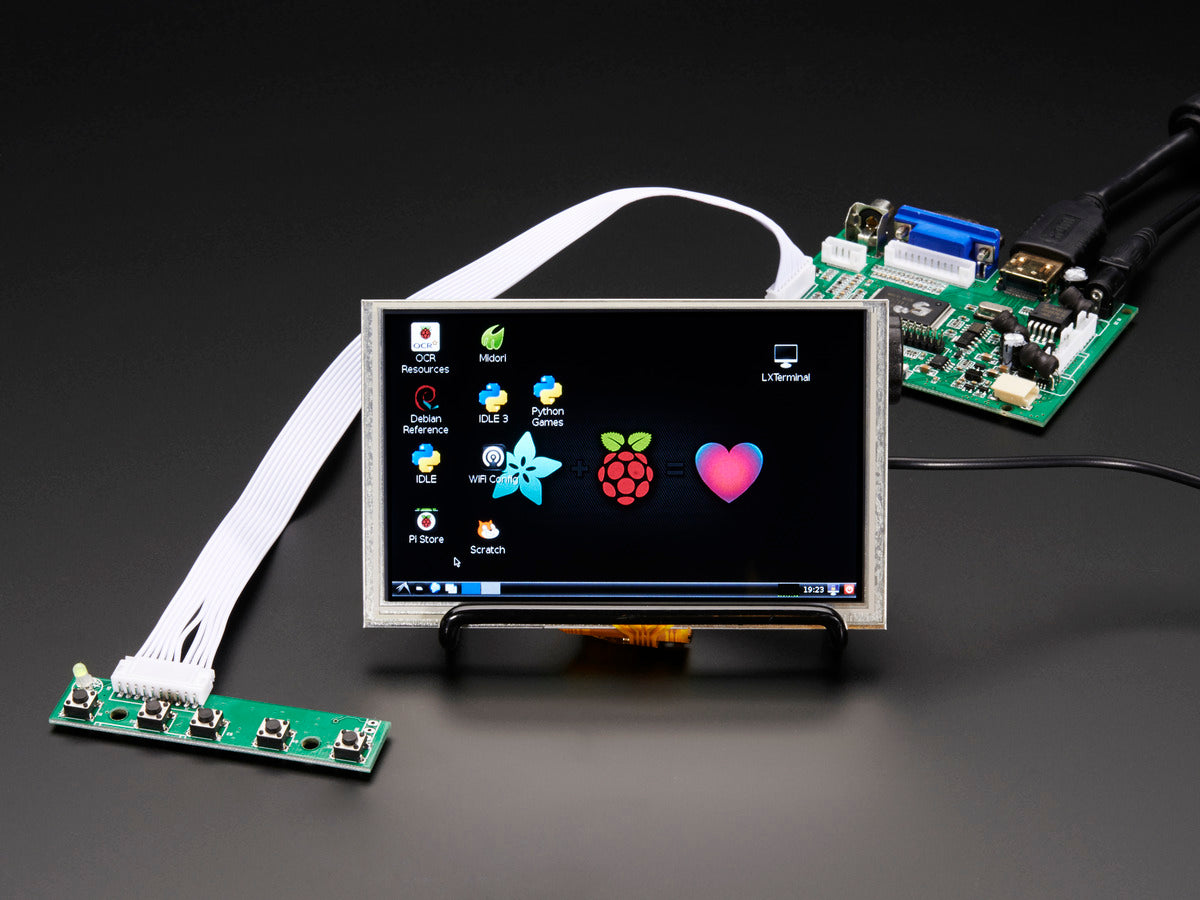 Buy HDMI 4 Pi: 5\" Display (w/Touch) 800x480 - HDMI/VGA/NTSC/PAL ...